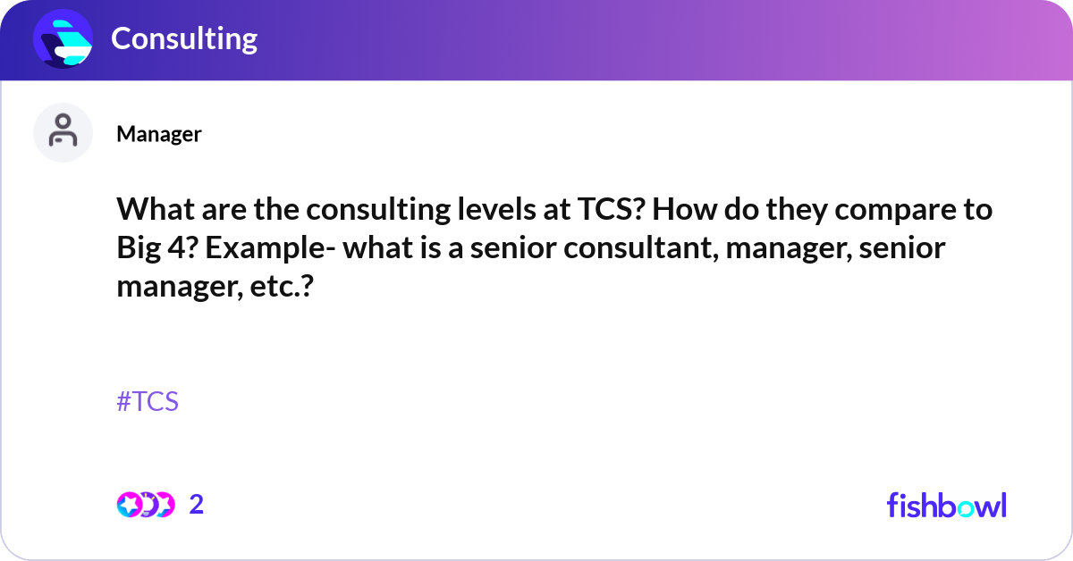 What are the consulting levels at TCS? How do they... | Fishbowl