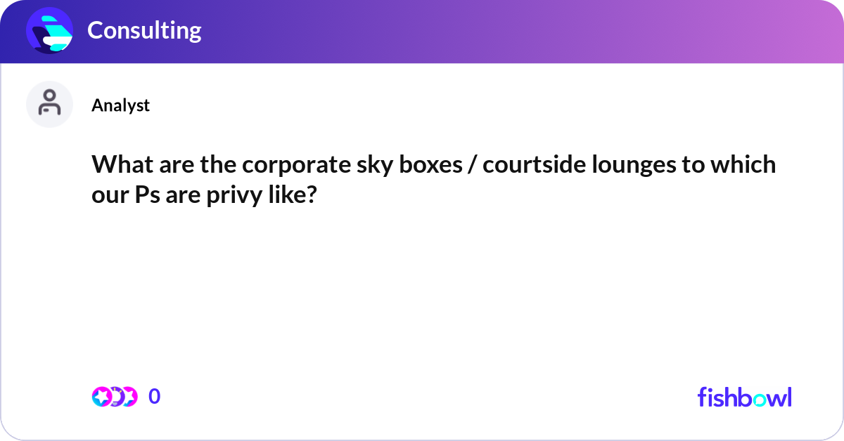 What are the corporate sky boxes / courtside loung... | Fishbowl