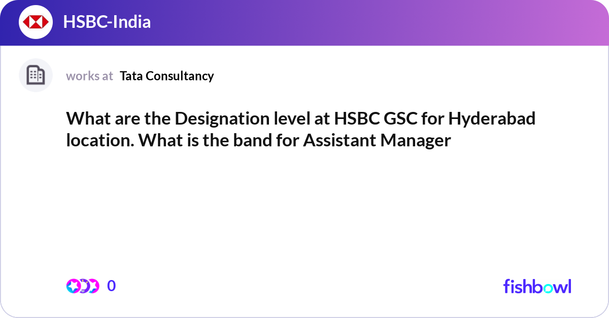 What are the Designation level at HSBC GSC for Hyd... | Fishbowl