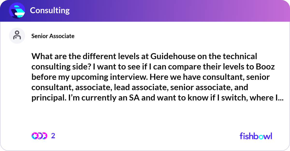 What are the different levels at Guidehouse on the... | Fishbowl