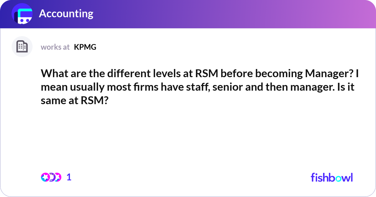 What are the different levels at RSM before becomi... | Fishbowl