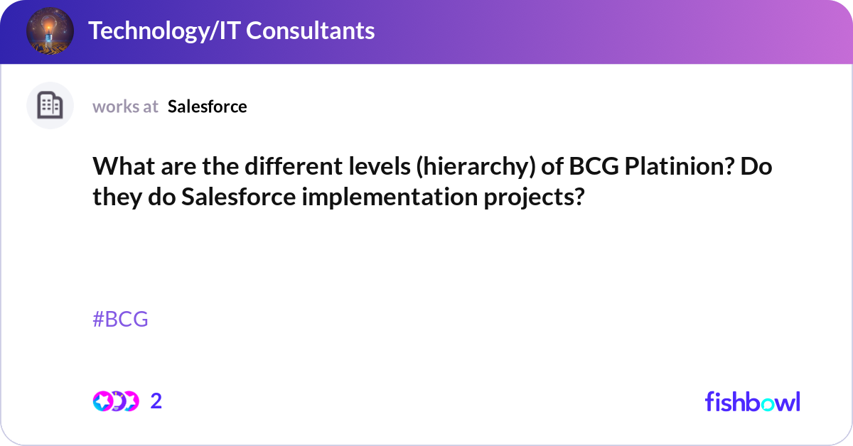 What are the different levels (hierarchy) of BCG P... | Fishbowl