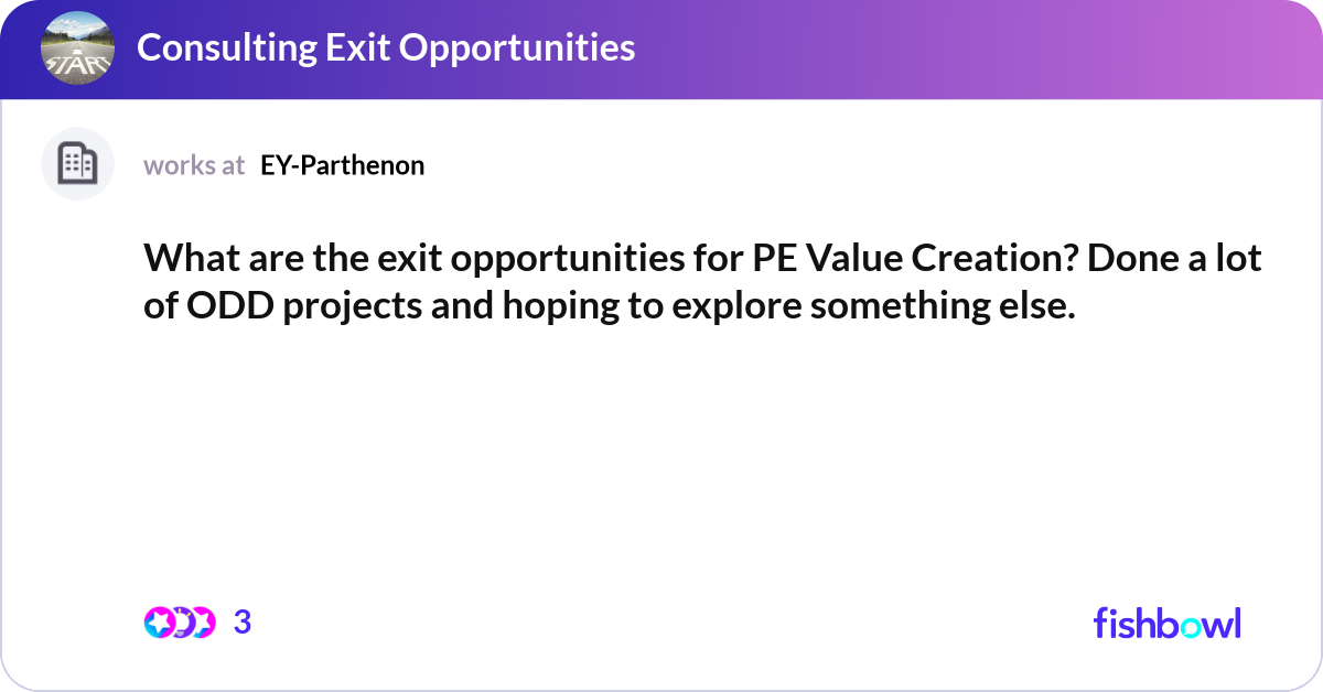 What are the exit opportunities for PE Value Creat... | Fishbowl