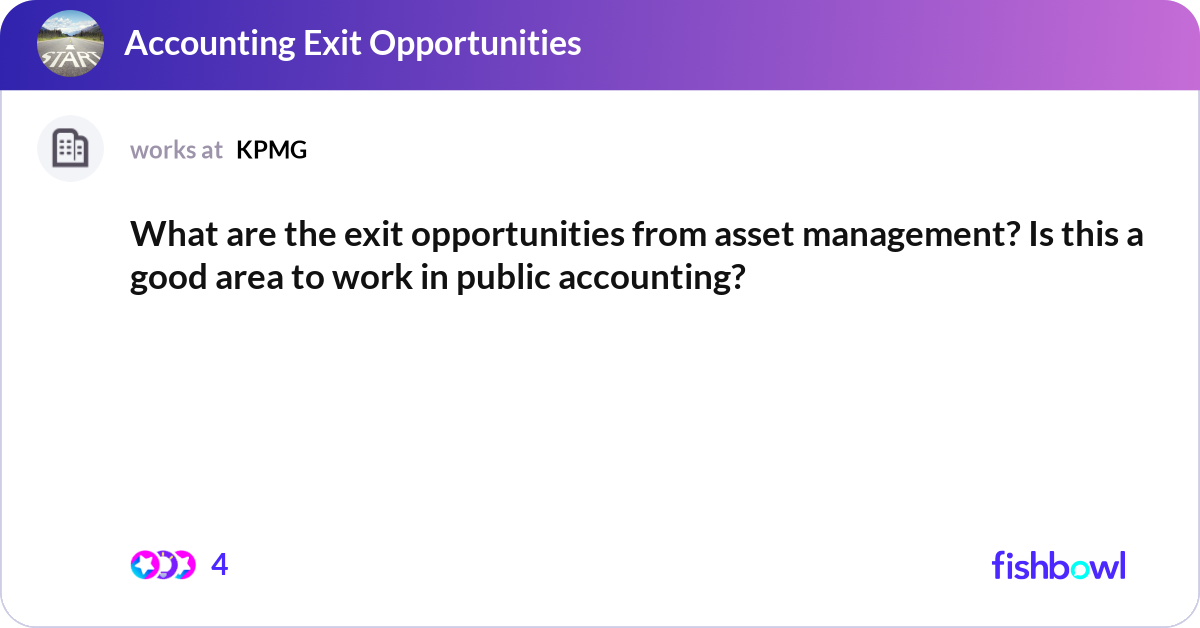 What are the exit opportunities from asset managem... | Fishbowl