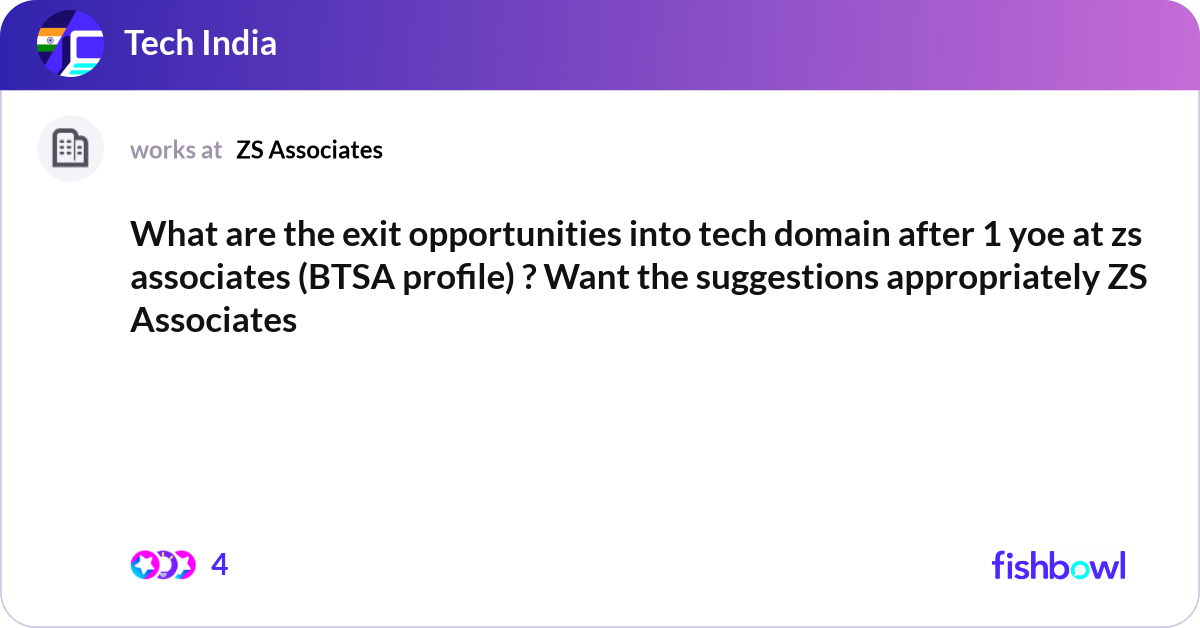 What are the exit opportunities into tech domain a... | Fishbowl
