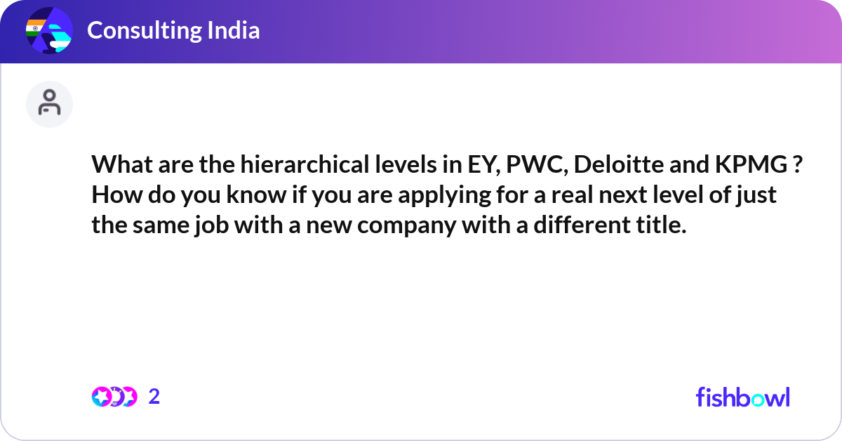 What are the hierarchical levels in EY, PWC, Deloi... | Fishbowl