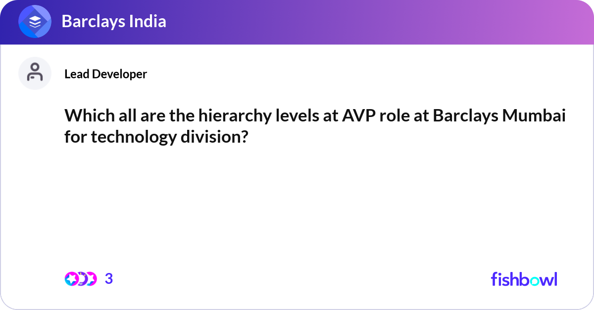 Which all are the hierarchy levels at AVP role at ... | Fishbowl