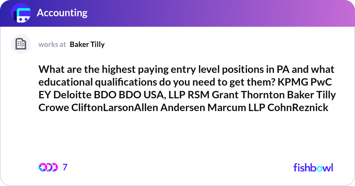 What are the highest paying entry level positions ... | Fishbowl