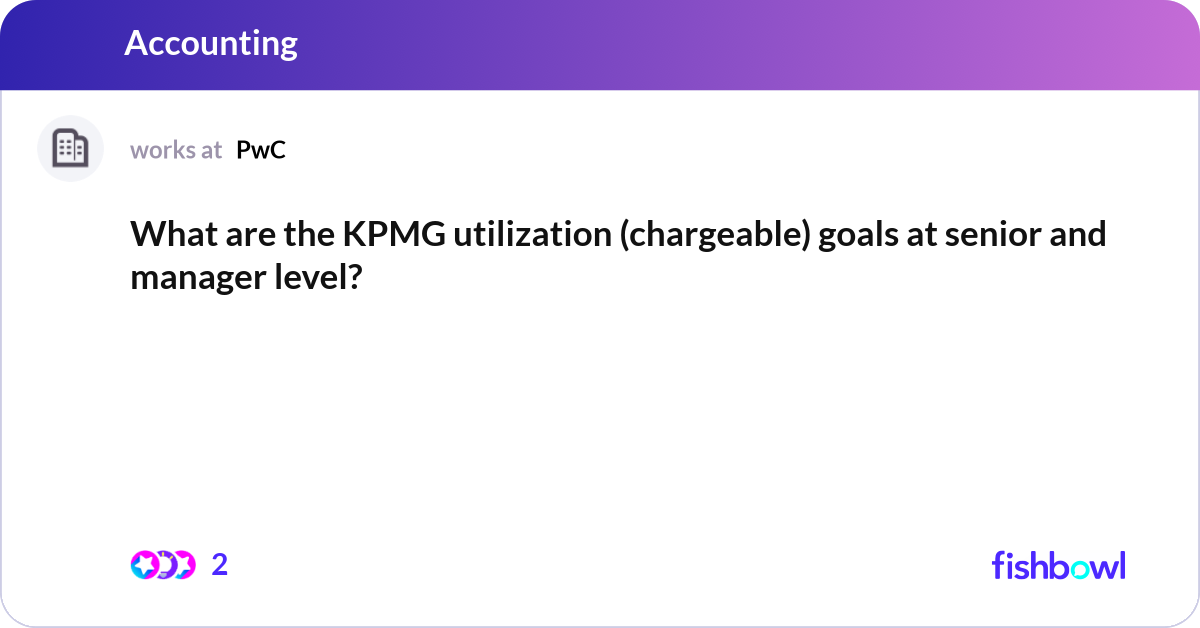 What are the KPMG utilization (chargeable) goals a... | Fishbowl