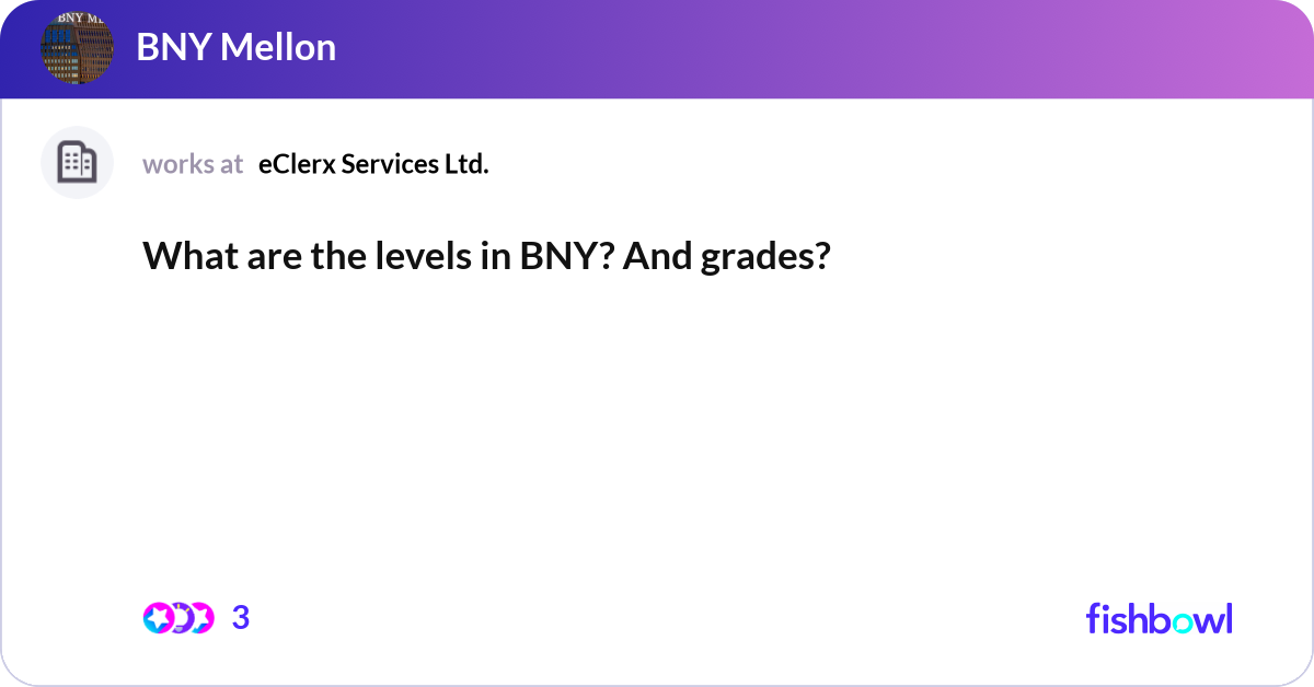 What are the levels in BNY? And grades? | Fishbowl