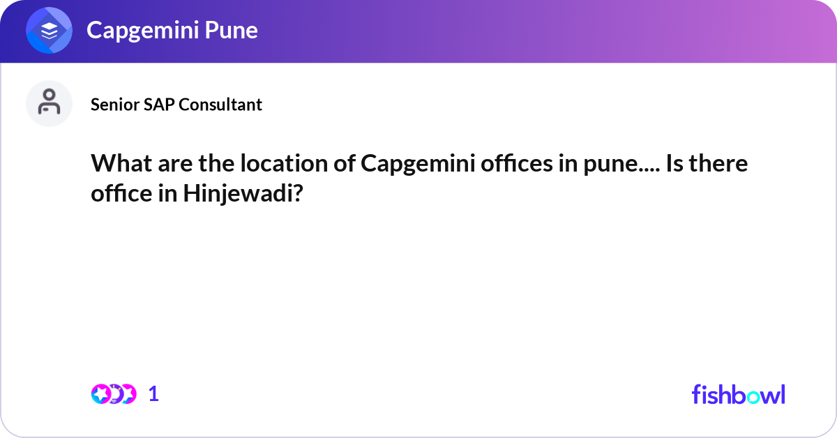 What are the location of Capgemini offices in pune... | Fishbowl