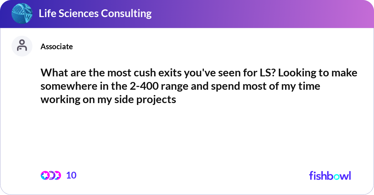 What are the most cush exits you've seen for LS? L... | Fishbowl