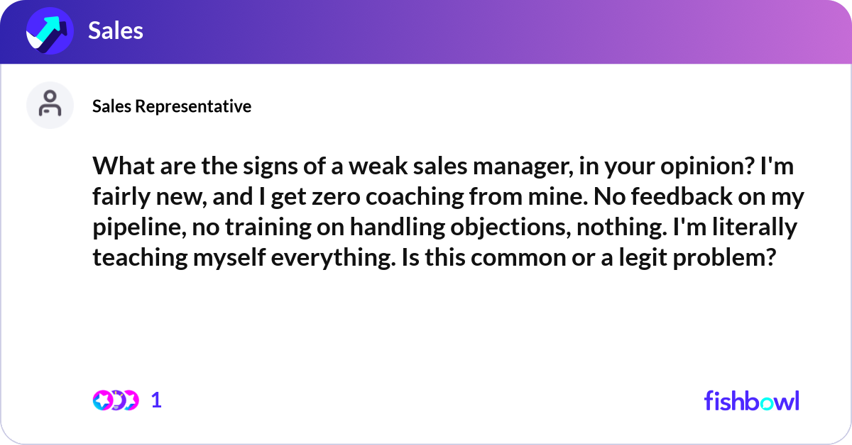 What are the signs of a weak sales manager, in you... | Fishbowl