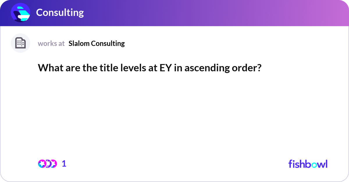 What are the title levels at EY in ascending order... | Fishbowl