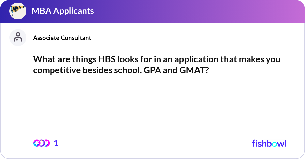 What are things HBS looks for in an application th... | Fishbowl
