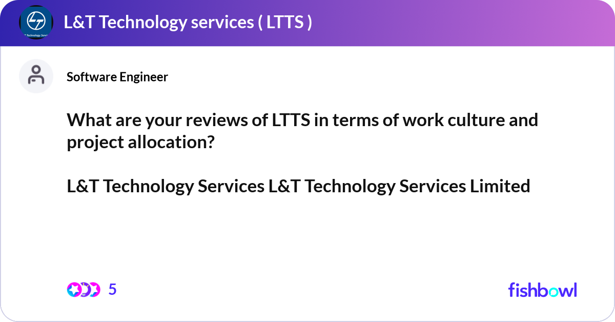 What are your reviews of LTTS in terms of work cul... | Fishbowl