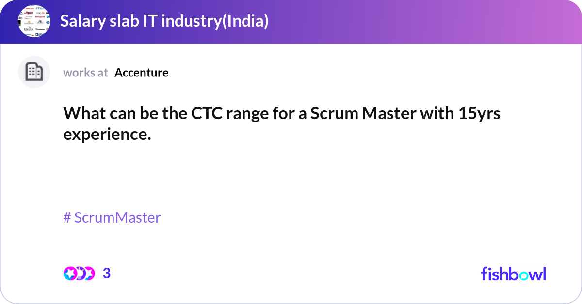 What can be the CTC range for a Scrum Master with ... | Fishbowl