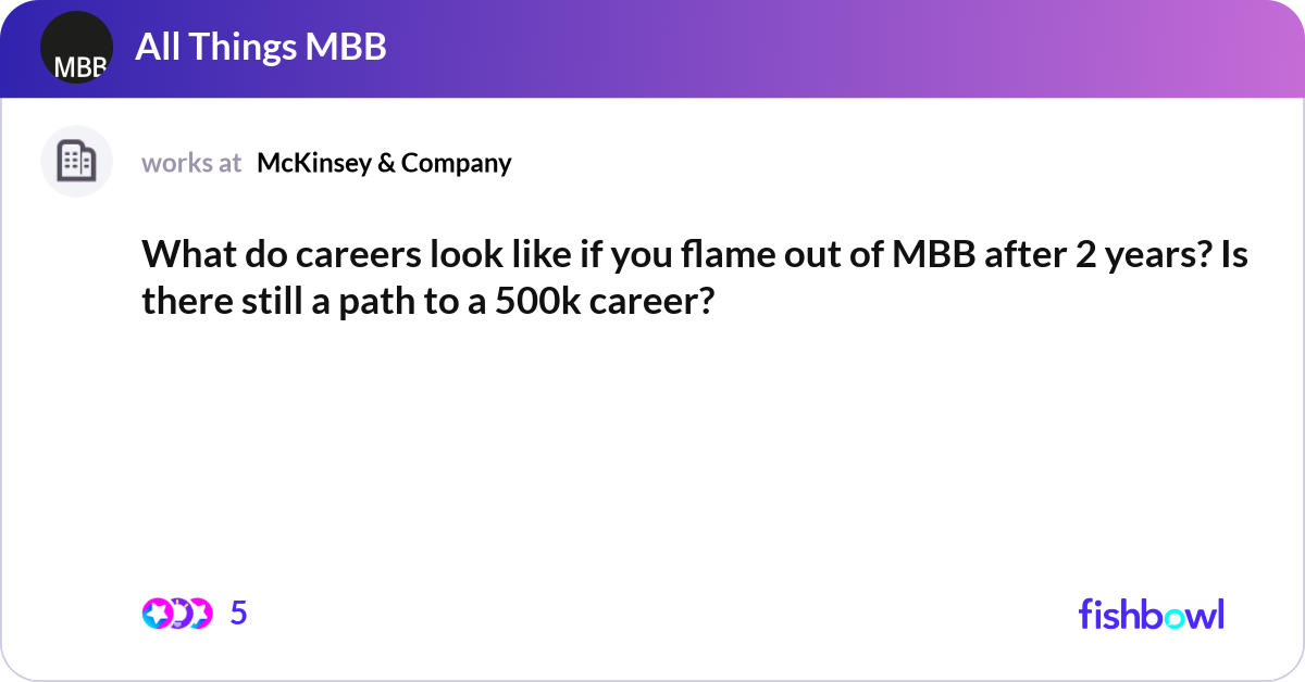 What do careers look like if you flame out of MBB ... | Fishbowl