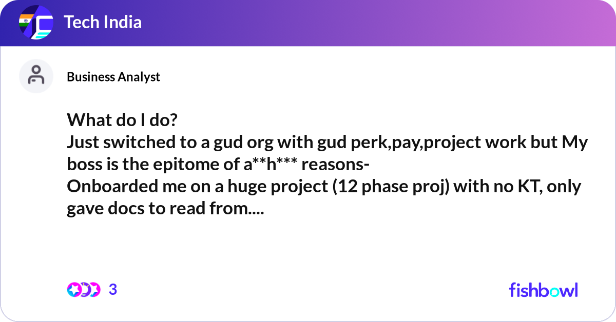 What do I do? Just switched to a gud org with gud... | Fishbowl