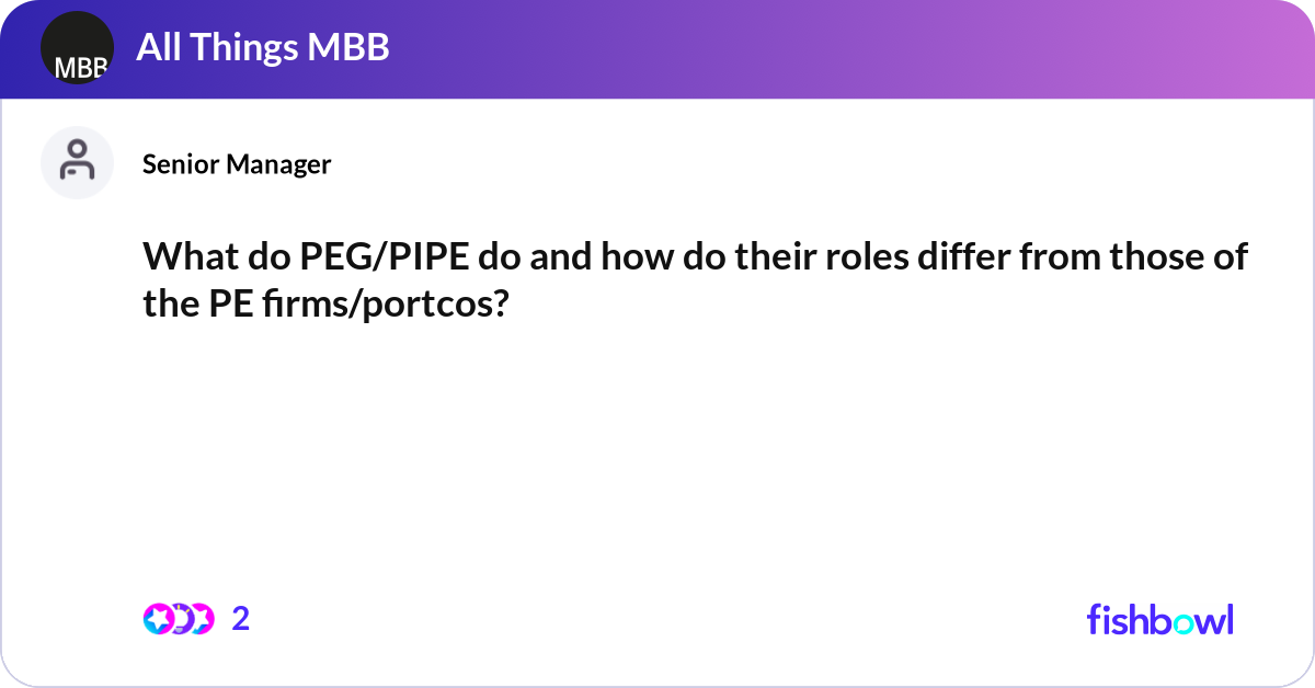 What do PEG/PIPE do and how do their roles differ ... | Fishbowl