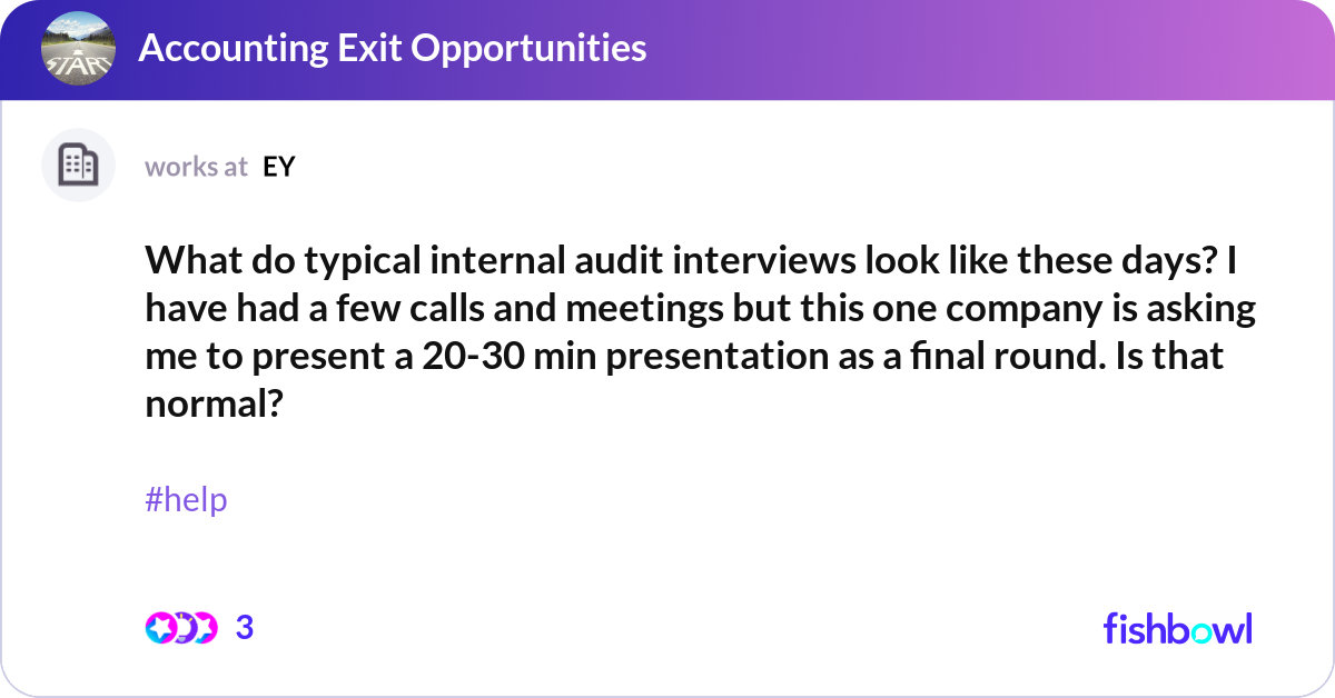 What do typical internal audit interviews look lik... | Fishbowl