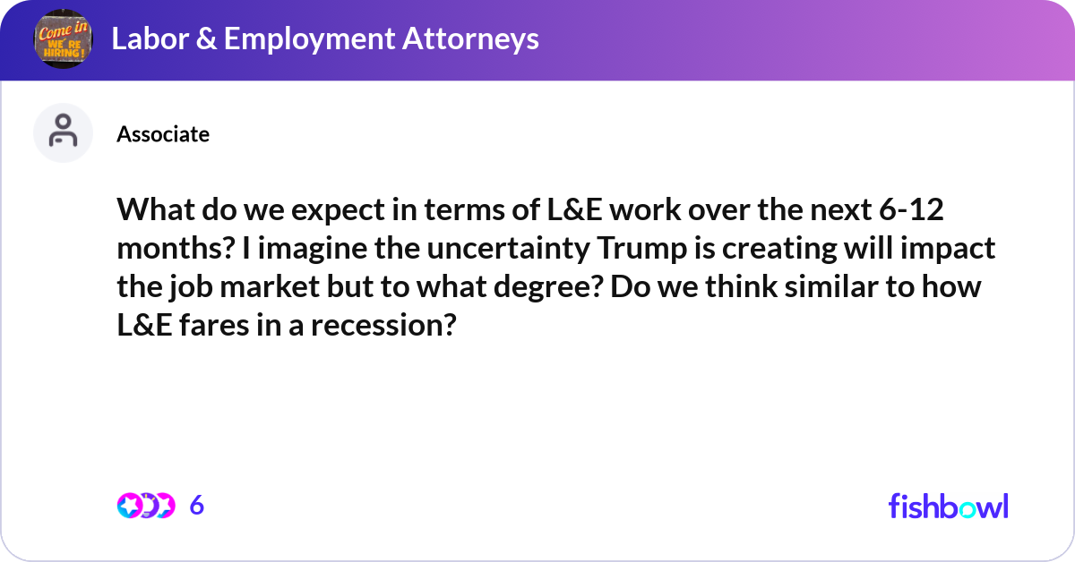 What do we expect in terms of L&E work over the ne... | Fishbowl