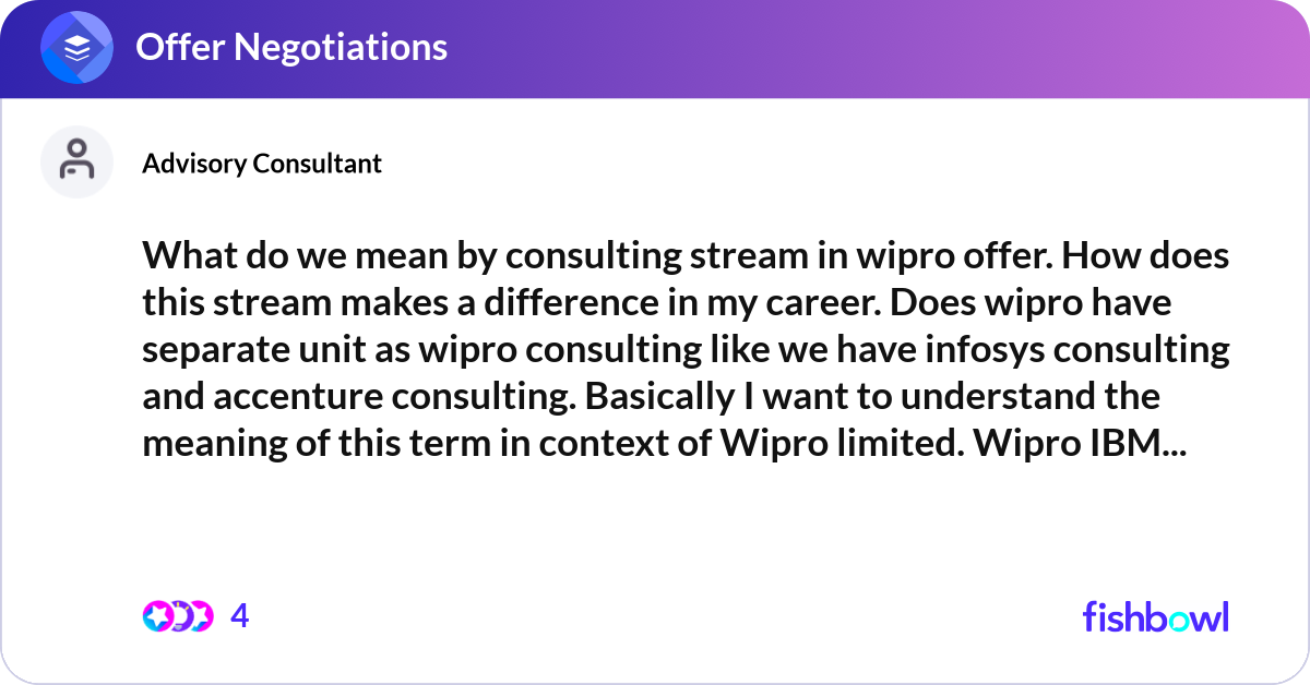 What do we mean by consulting stream in wipro offe... | Fishbowl