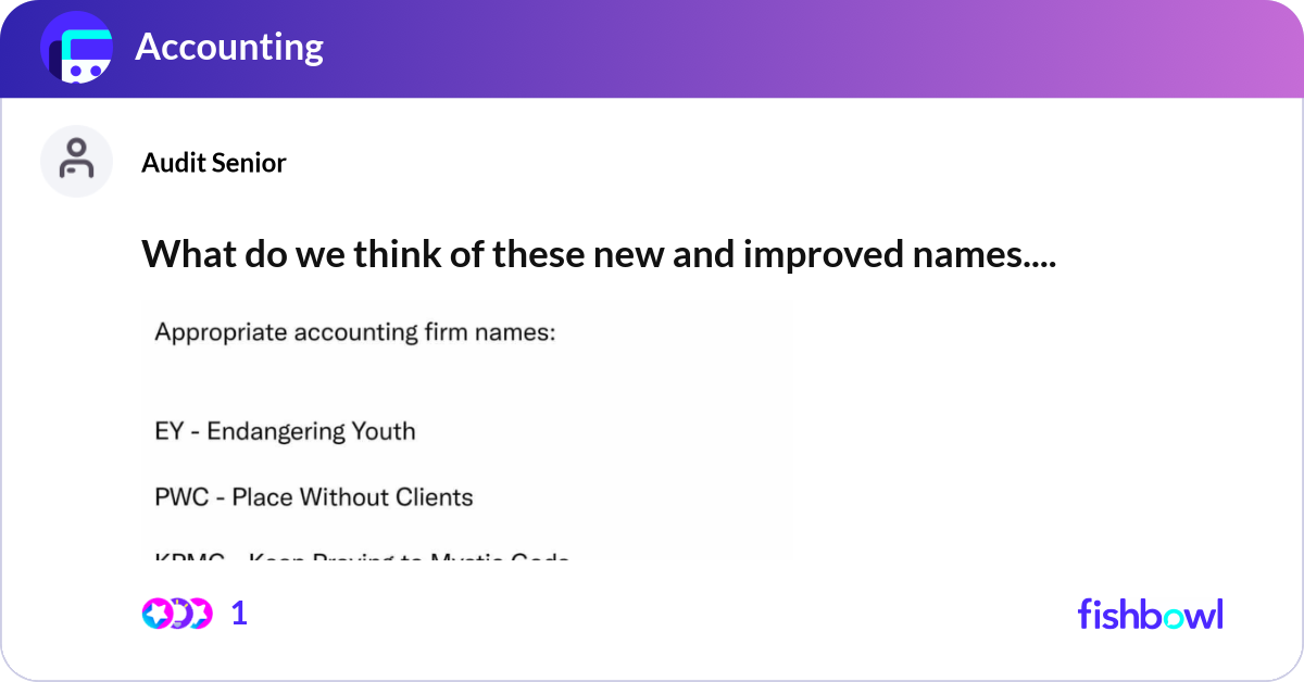What do we think of these new and improved names. ... | Fishbowl