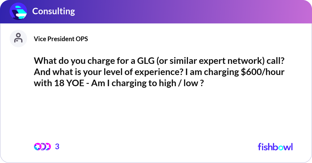 What do you charge for a GLG (or similar expert ne... | Fishbowl