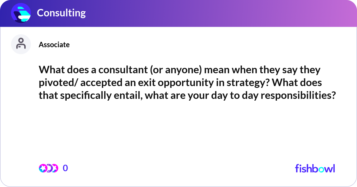 What does a consultant (or anyone) mean when they ... | Fishbowl