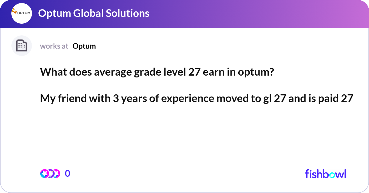 What does average grade level 27 earn in optum? M... | Fishbowl