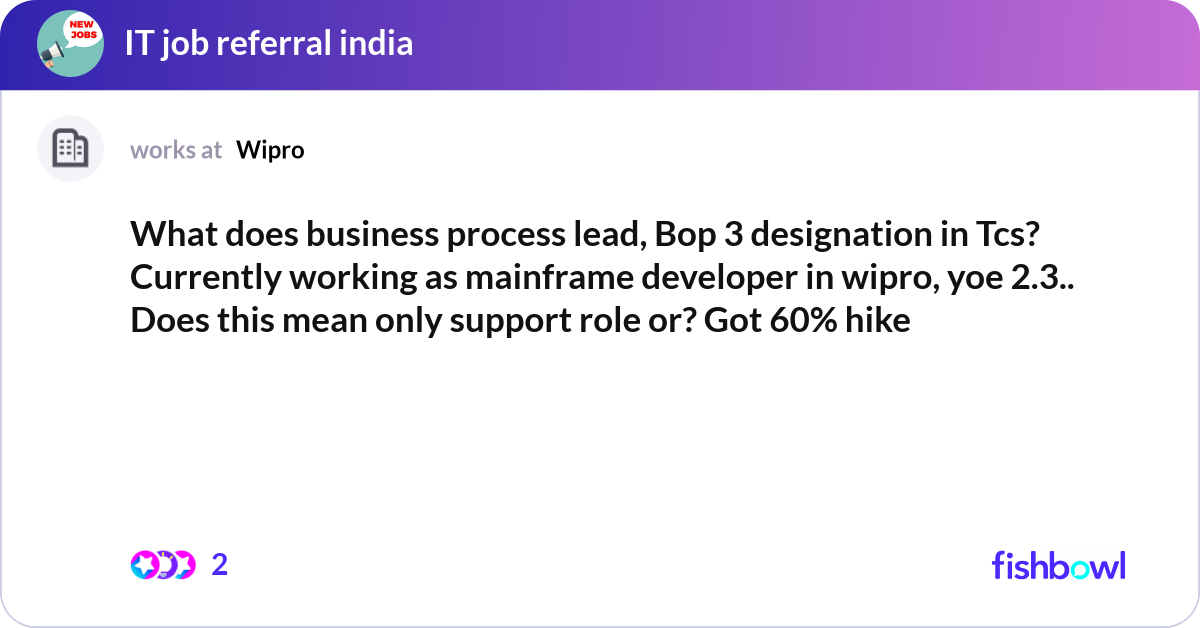 What does business process lead, Bop 3 designation... | Fishbowl