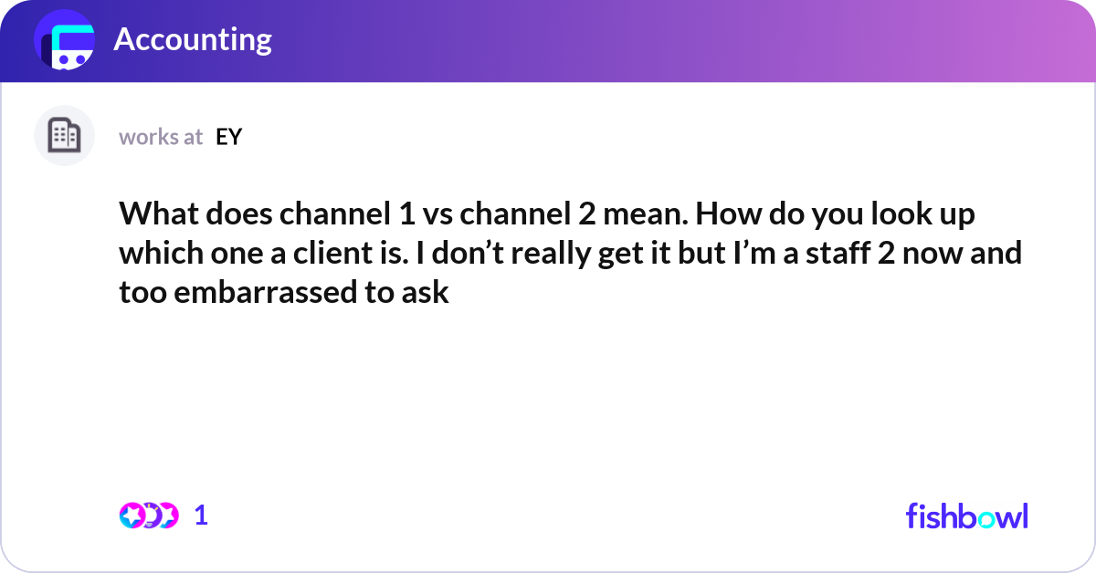 What does channel 1 vs channel 2 mean. How do you ... | Fishbowl