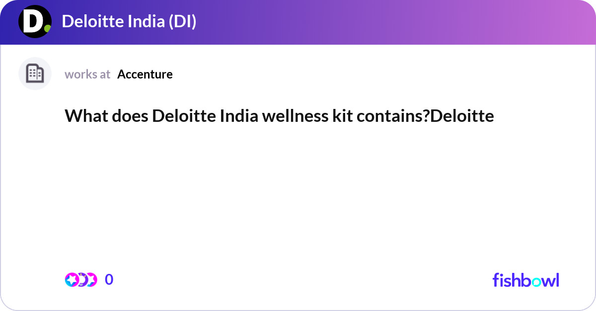 What does Deloitte India wellness kit contains?Del... | Fishbowl