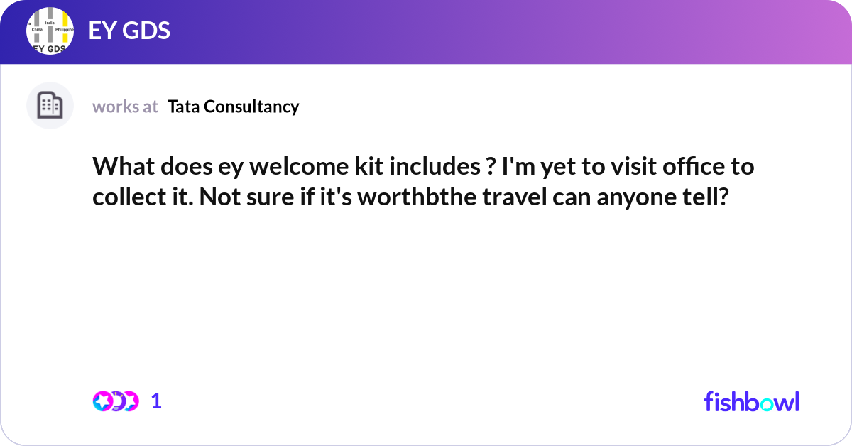 What does ey welcome kit includes ? I'm yet to vis... | Fishbowl