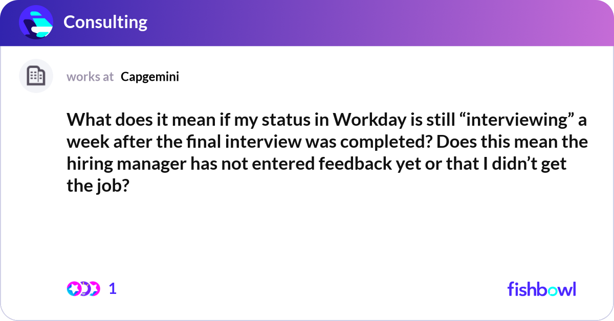 What does it mean if my status in Workday is still... | Fishbowl