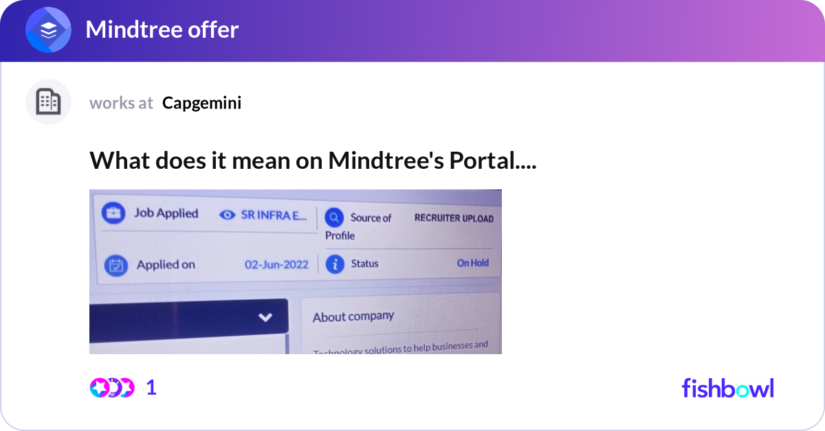 What does it mean on Mindtree's Portal. Last Frid... | Fishbowl