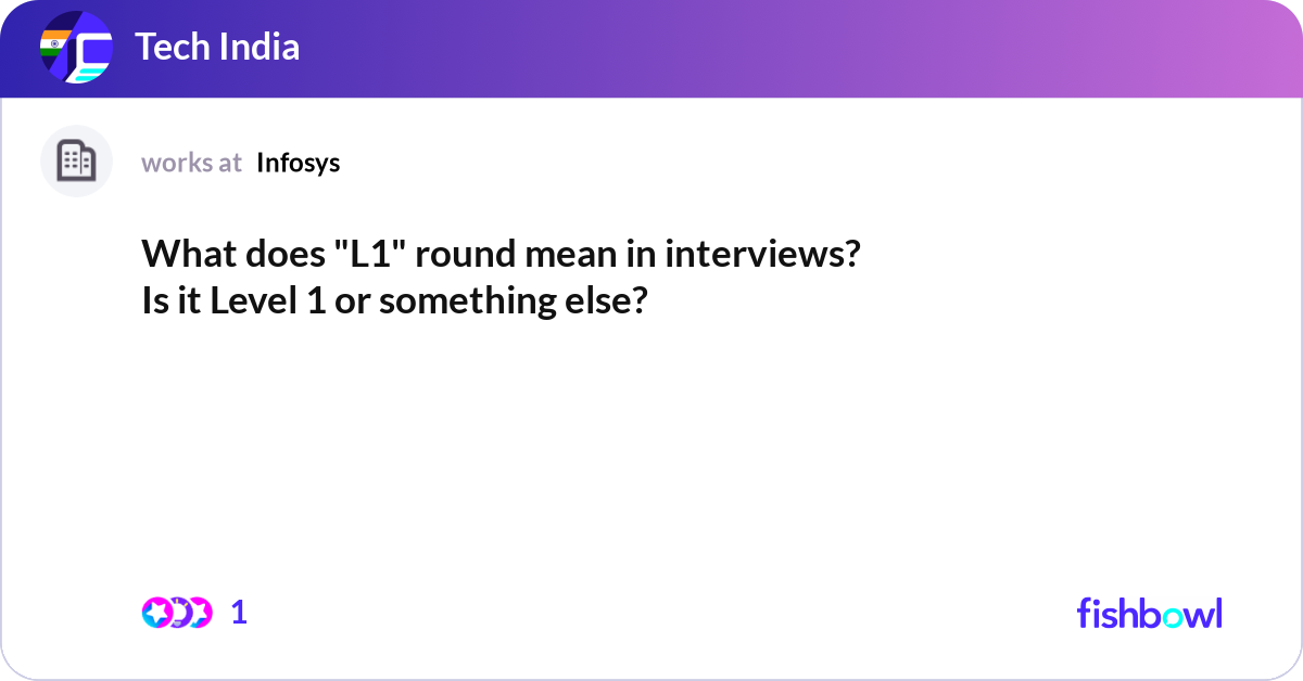 What does "L1" round mean in interviews? Is it Lev... | Fishbowl