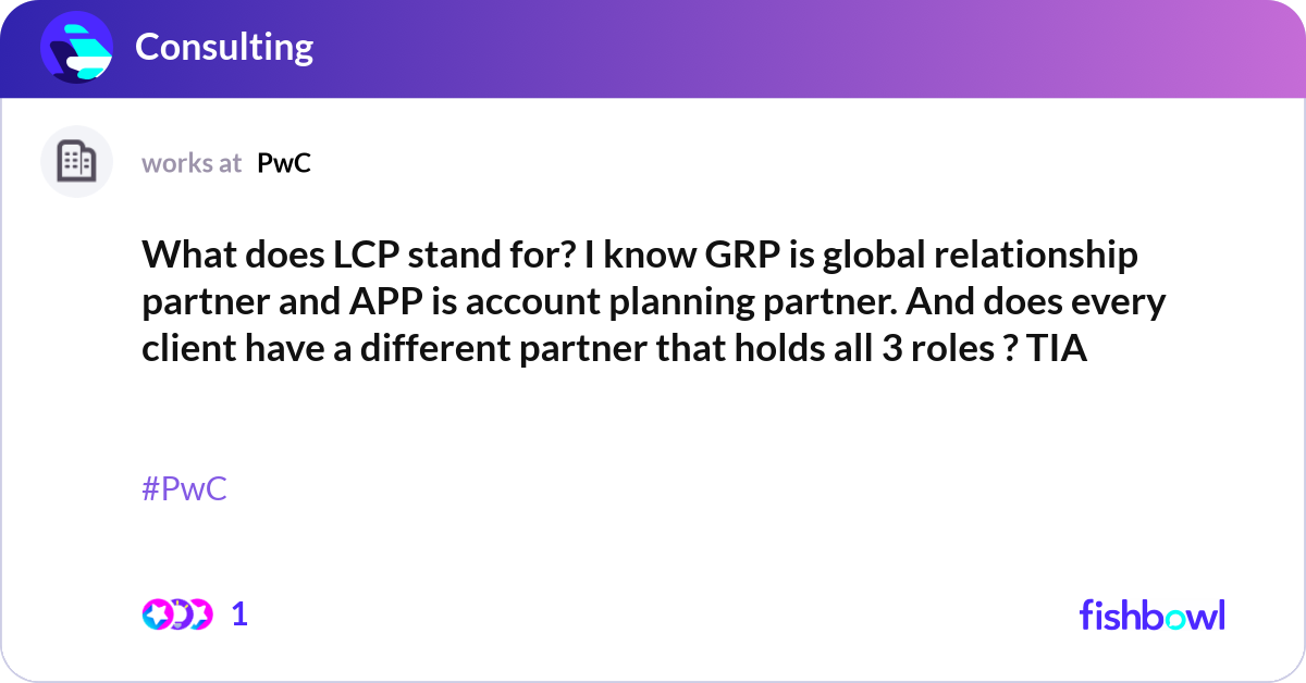 What does LCP stand for? I know GRP is global rela... | Fishbowl