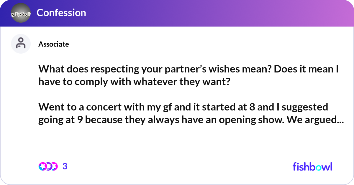 What does respecting your partner’s wishes mean? D... | Fishbowl