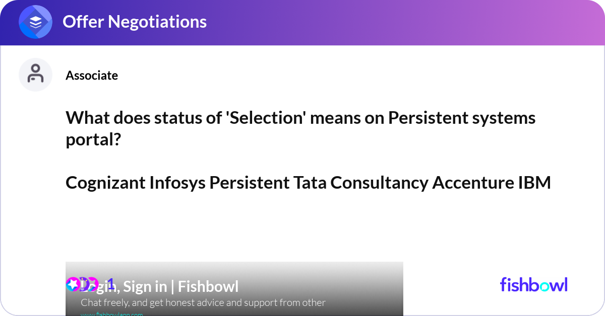 What does status of 'Selection' means on Persisten... | Fishbowl