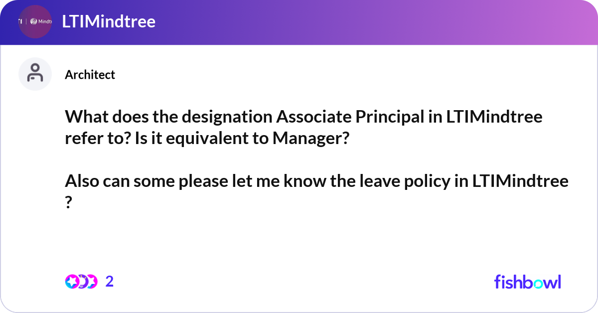 What does the designation Associate Principal in L... | Fishbowl