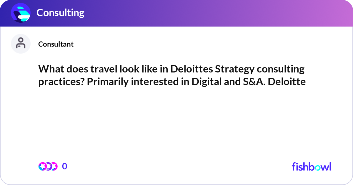 What does travel look like in Deloittes Strategy c... | Fishbowl