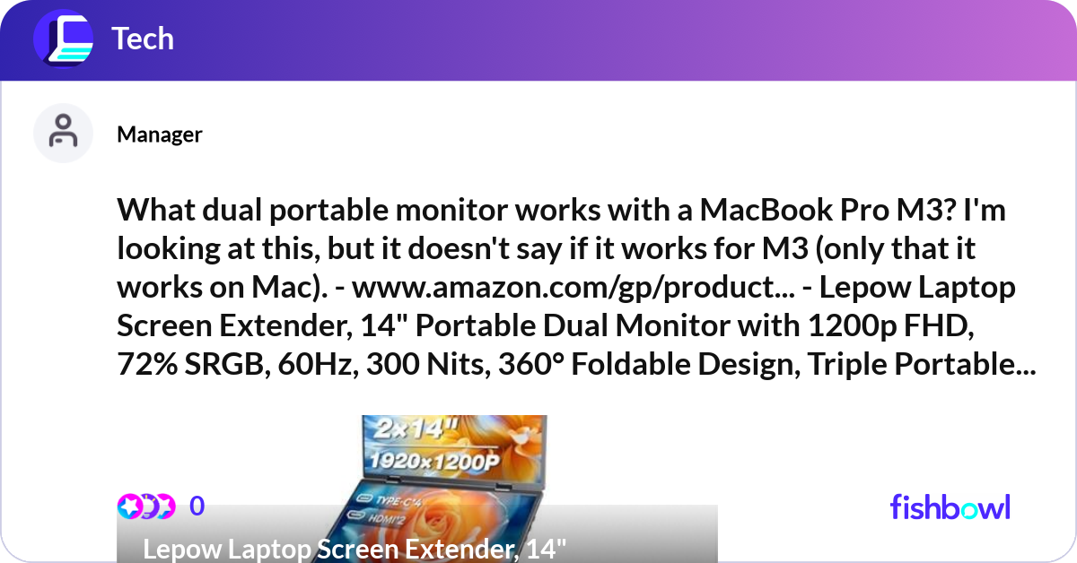 What dual portable monitor works with a MacBook Pr... | Fishbowl