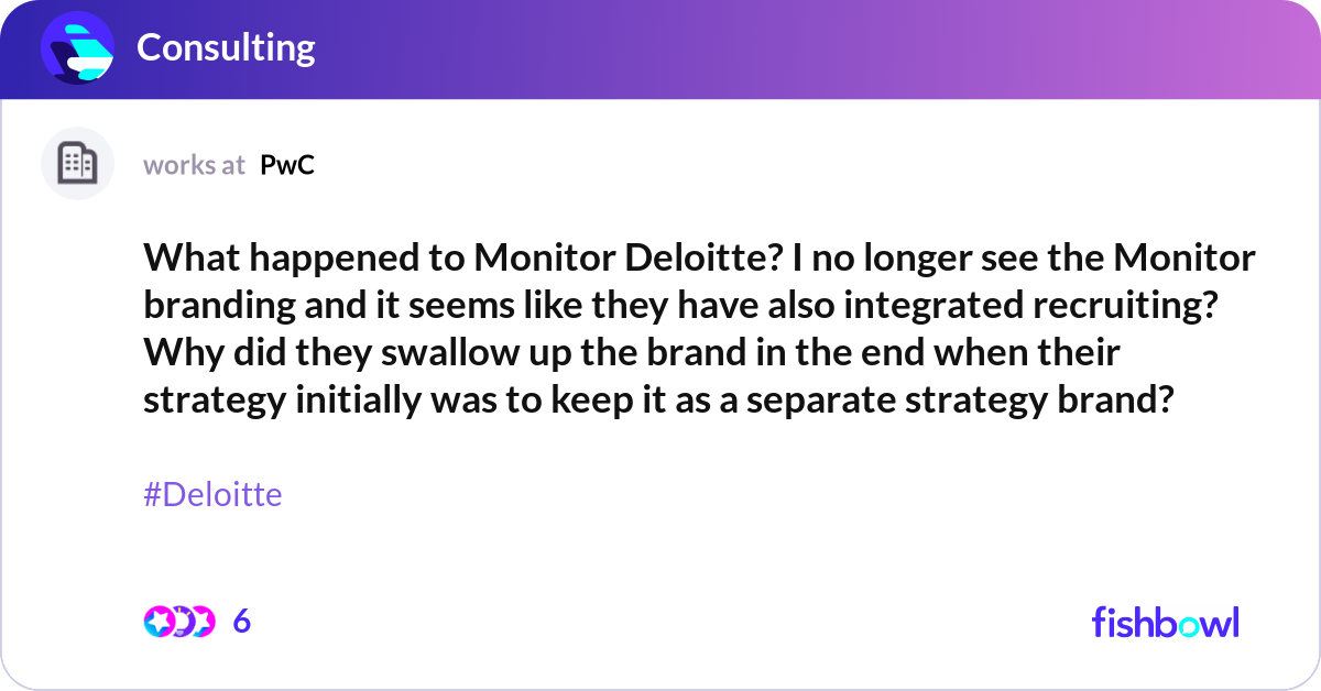 What happened to Monitor Deloitte? I no longer see... | Fishbowl