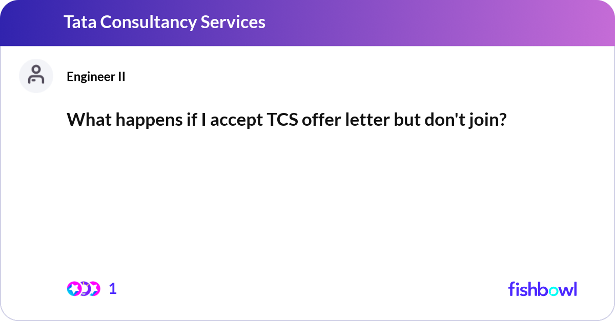 What happens if I accept TCS offer letter but don'... | Fishbowl