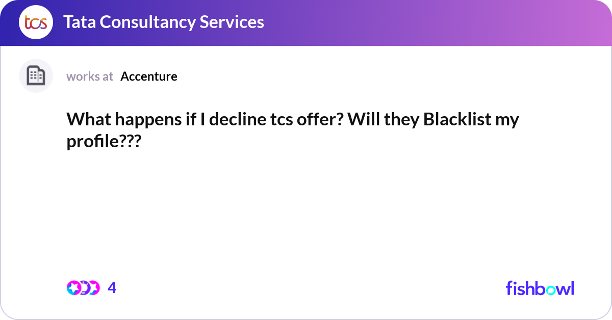 What happens if I decline tcs offer? Will they Bla... | Fishbowl