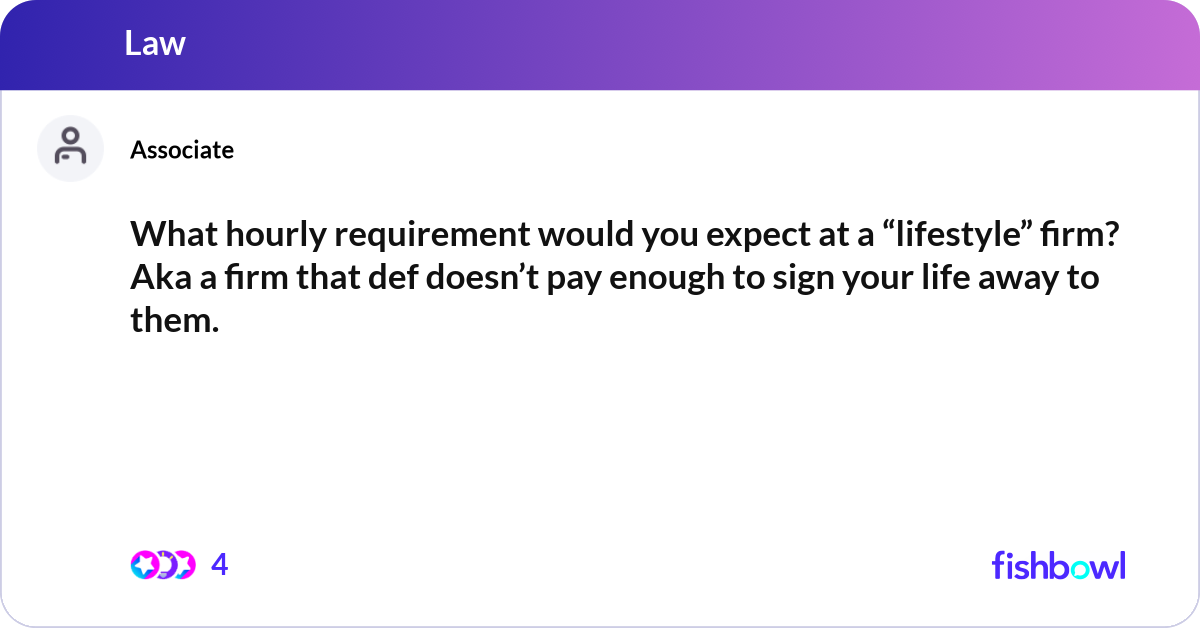 What hourly requirement would you expect at a “lif... | Fishbowl