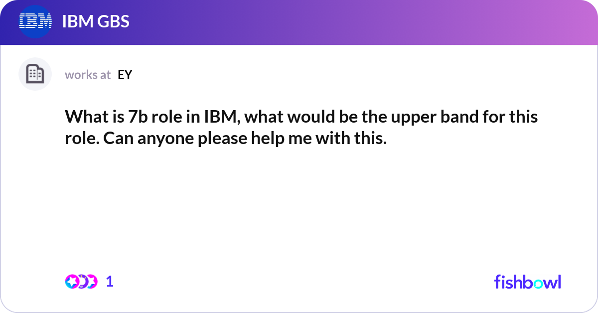 What is 7b role in IBM, what would be the upper ba... | Fishbowl