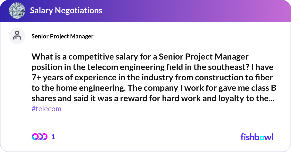 What is a competitive salary for a Senior Project ... | Fishbowl